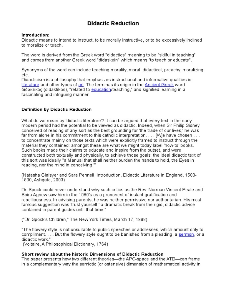 Didactic Reduction: Literature Art Ancient Greek Education | PDF ...