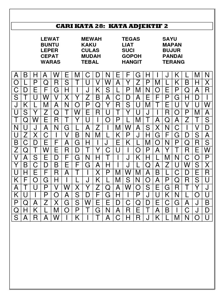 Cari Kata 28 - Kata Adjektif 2 | PDF