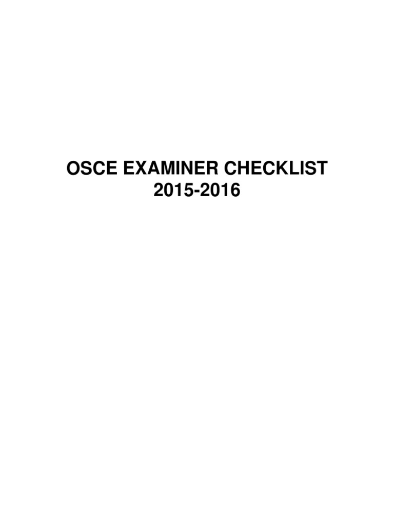 OSCE Examiner Checklist 2015-2016 | PDF | Anatomical Terms Of Motion | Knee