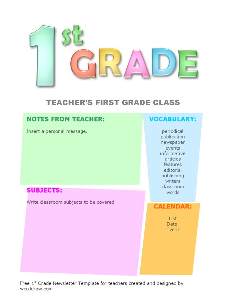 First Grade Newsletter Template | PDF