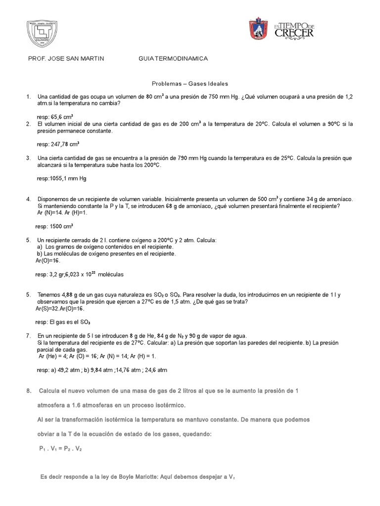 Problemas resueltos sobre gases ideales | PDF | Gases | Mole (Unidad)