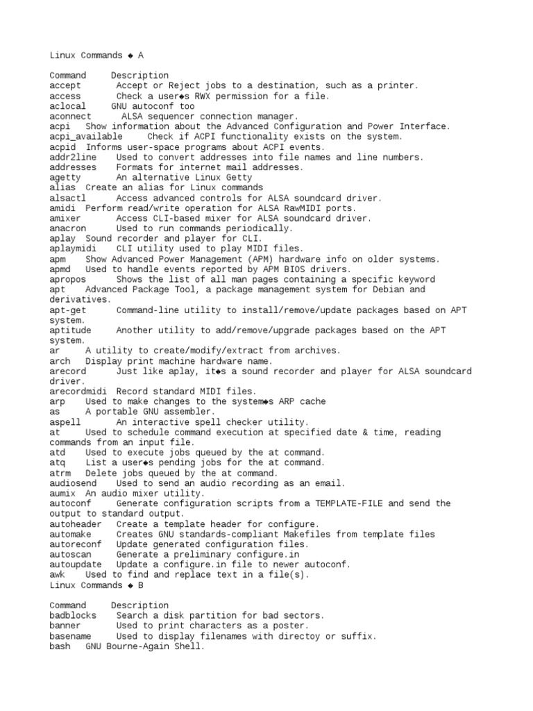 Unix-Like Operating System Commands | PDF | File System | Advanced ...