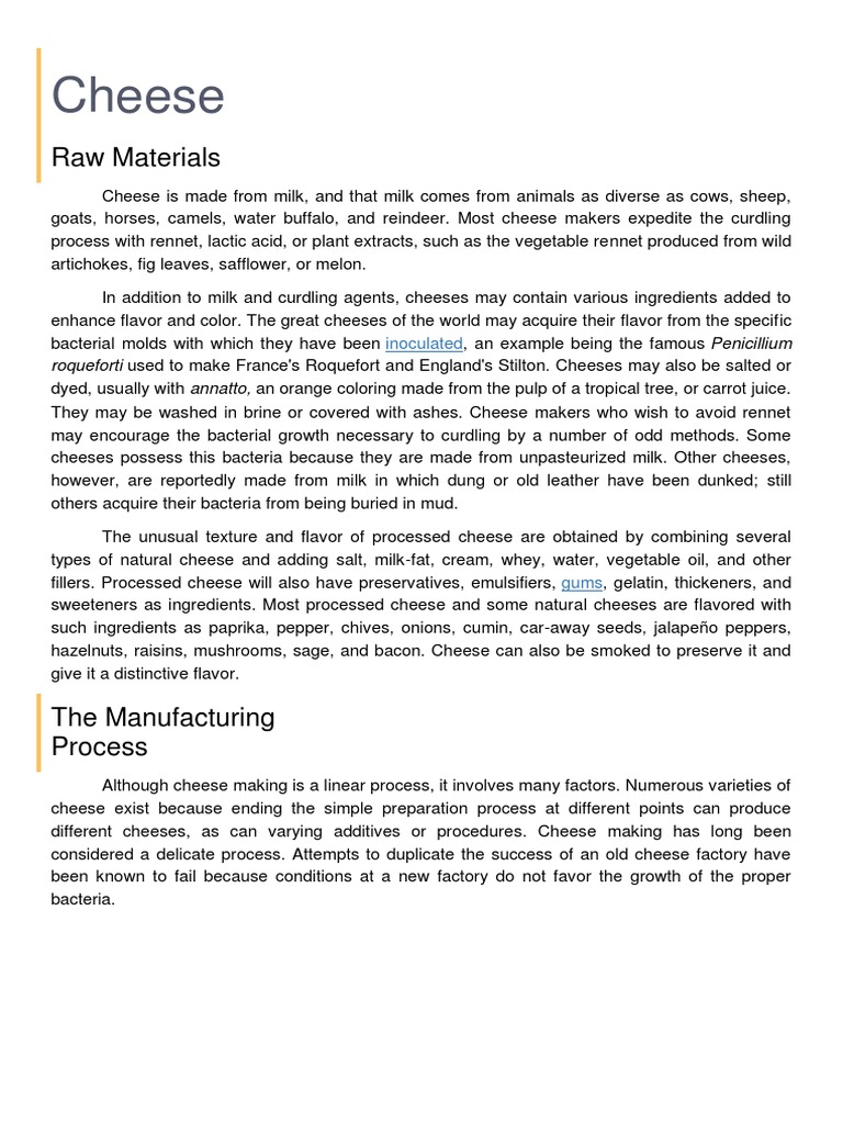 Cheese Manufacturing | PDF | Cheese | Cheesemaking