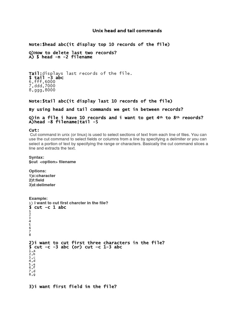 Unix Head And Tail Commands Pdf C Programming Language Unix Software