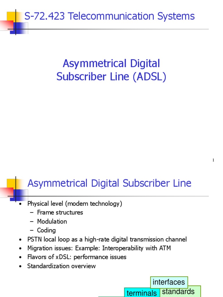 Asymmetrical Digital Subscriber Line (ADSL) : S-72.423 ...