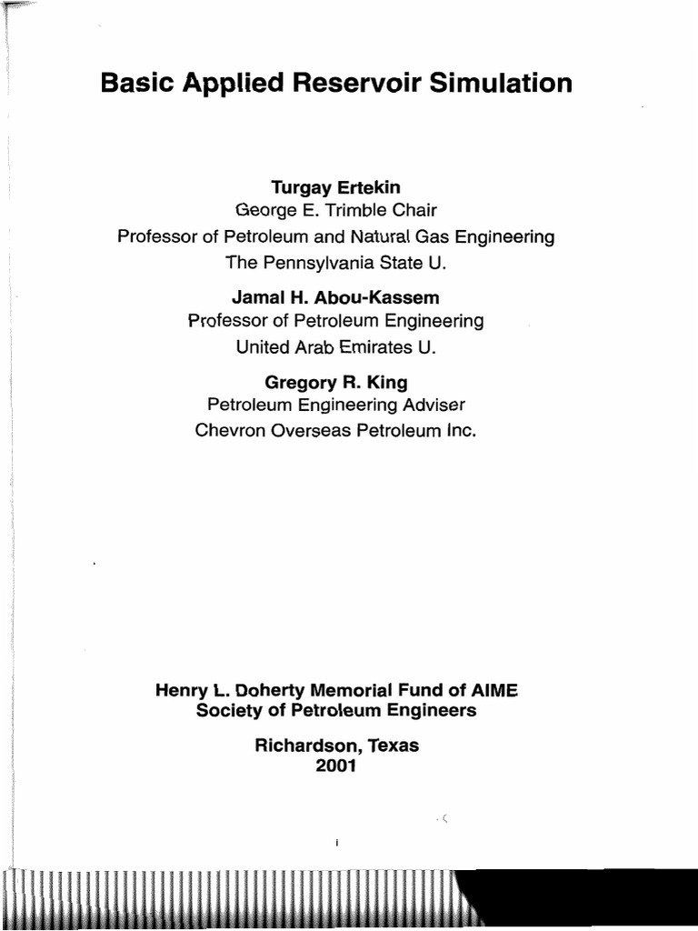 Ertekin Turcay Basic Applied Reservoir Simulation 1 | PDF