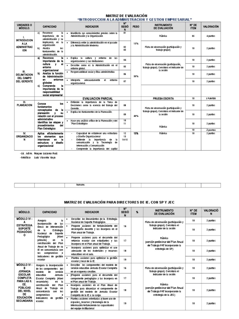 Matriz de Evaluación - Induccion | PDF | Evaluación | Planificación