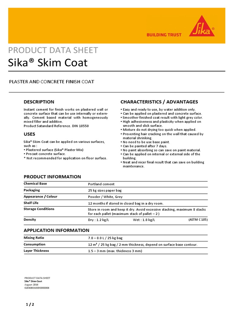 Sika Skim Coat Pds en | PDF | Concrete | Materials