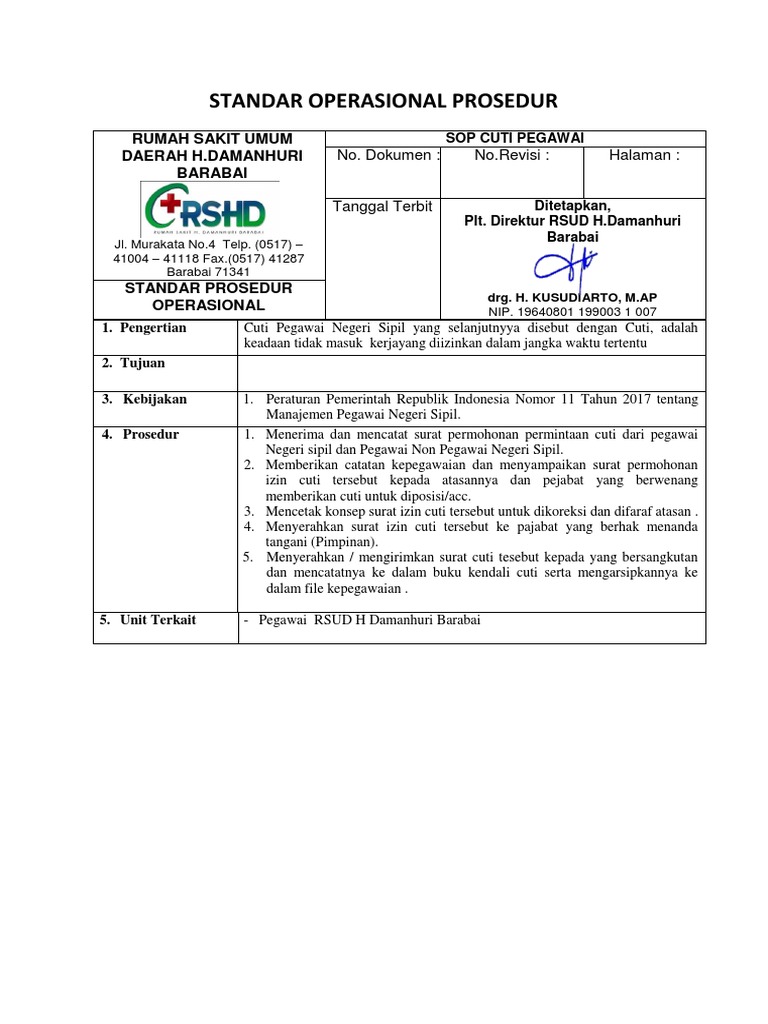 Sop Cuti Pegawai | PDF