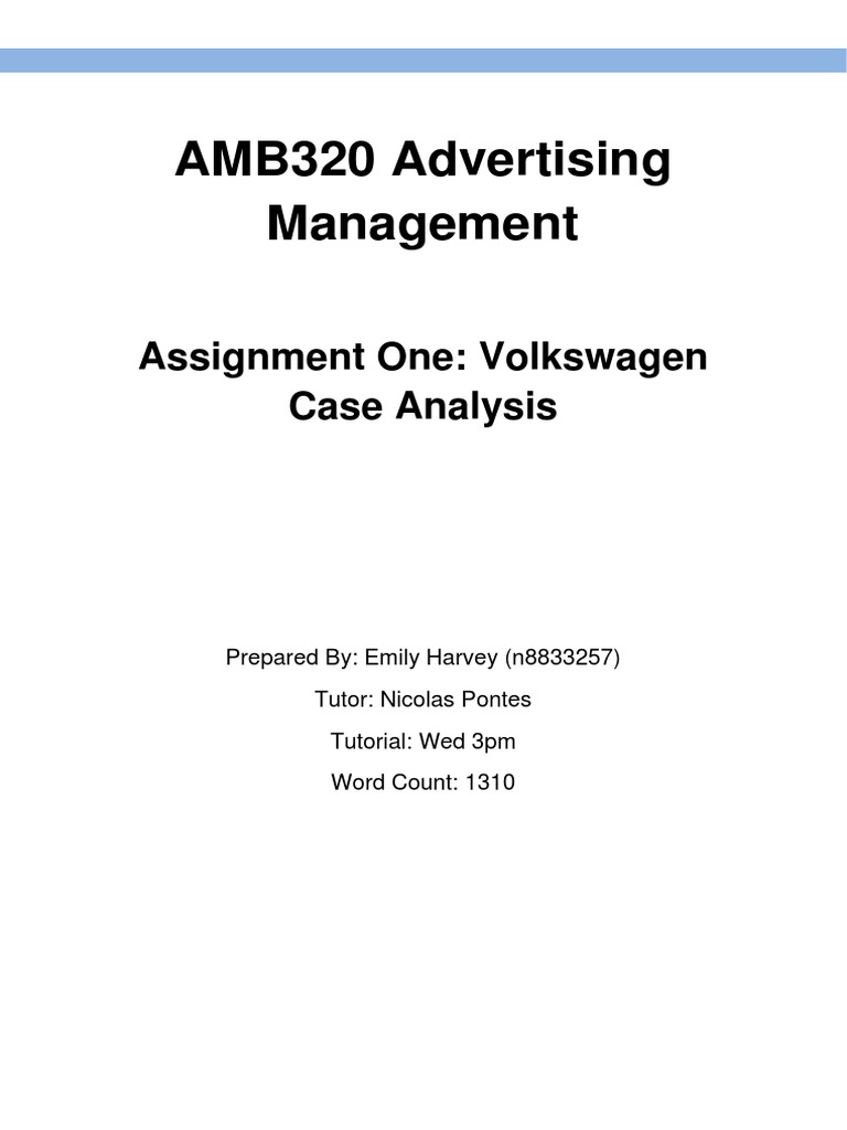 VW Case Analysis | PDF | Volkswagen | Brand