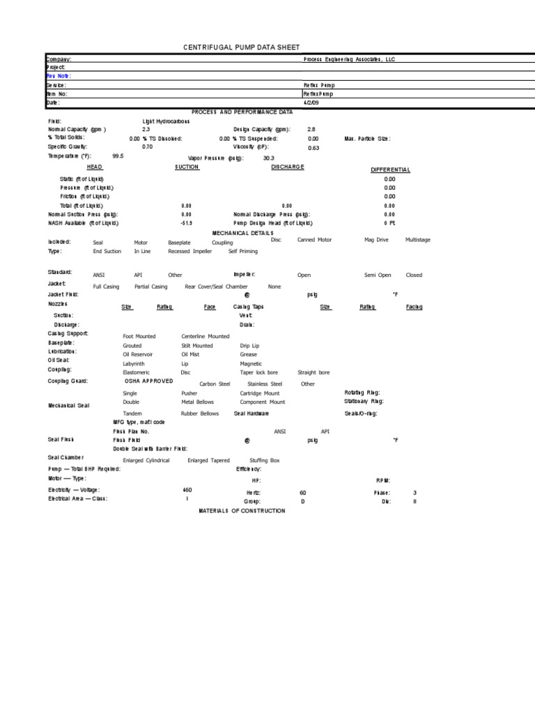 Pump Template | Pump | Liquids | Free 30-day Trial | Scribd