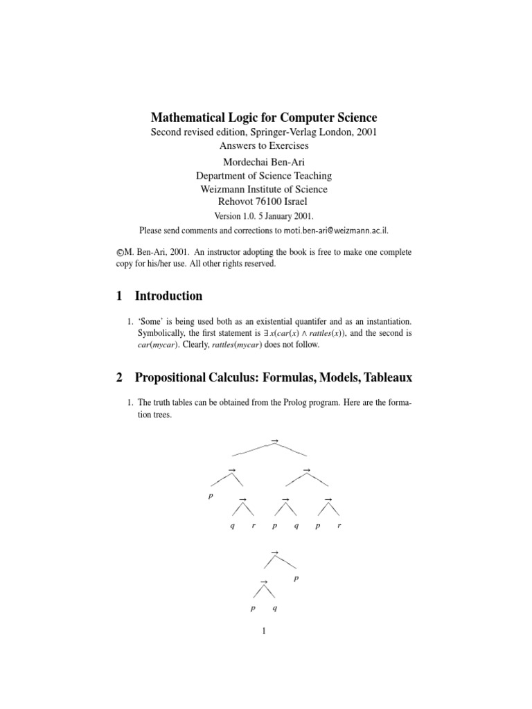 Ben Ari Ans1to4 | PDF | Interpretation (Logic) | Theorem