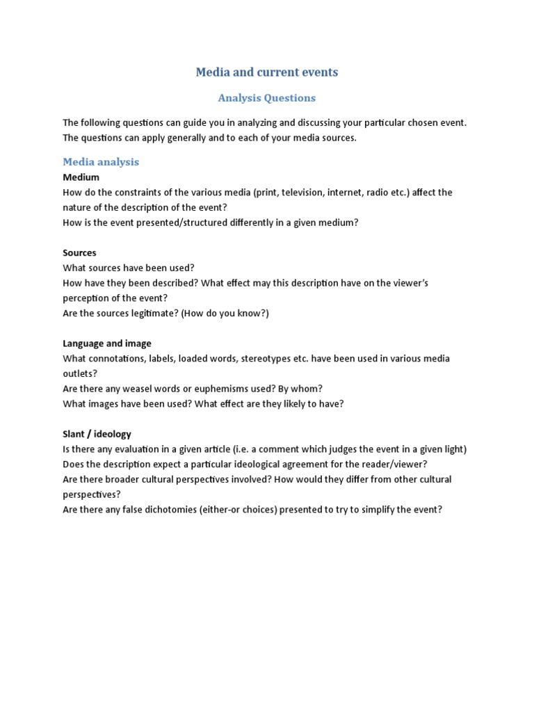 Analyzing Media Coverage and Perspectives of Current Events: A ...