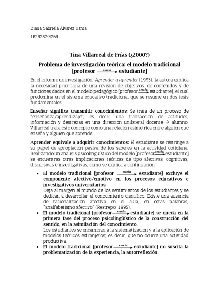 Resumen 1 - Tina Villarreal de Frías (Problema de Investigación Teórica ...