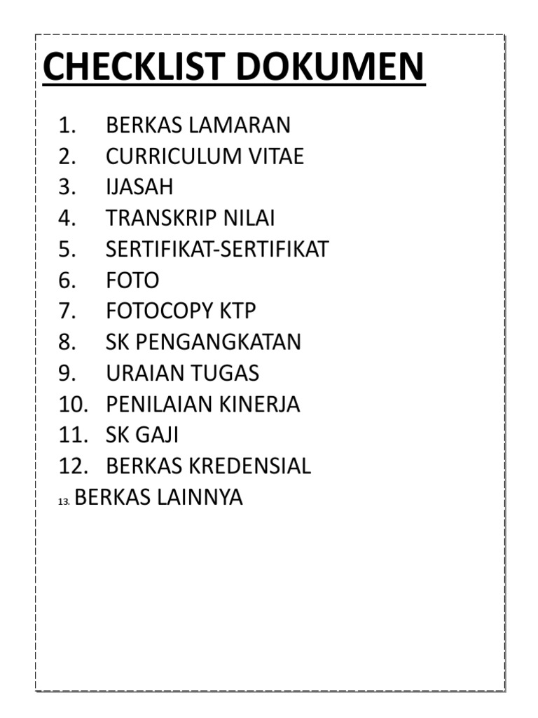 Checklist Dokumen Karyawan | PDF