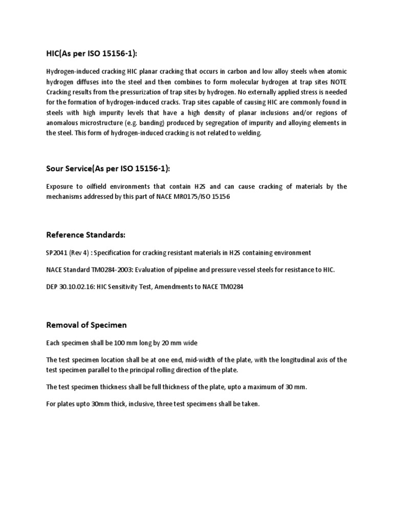 HIC Testing As Per NACE MR 0275 | PDF | Structural Steel | Steel