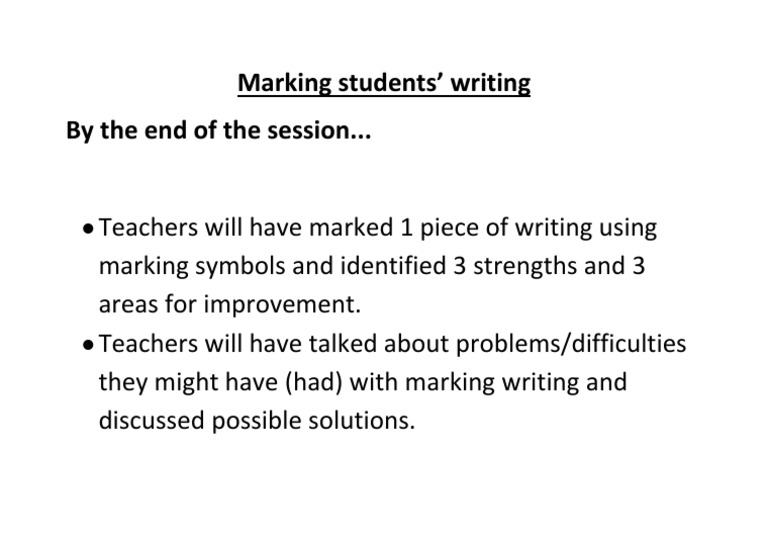 Marking Students' Writing by The End of The Session.. | PDF | Career ...