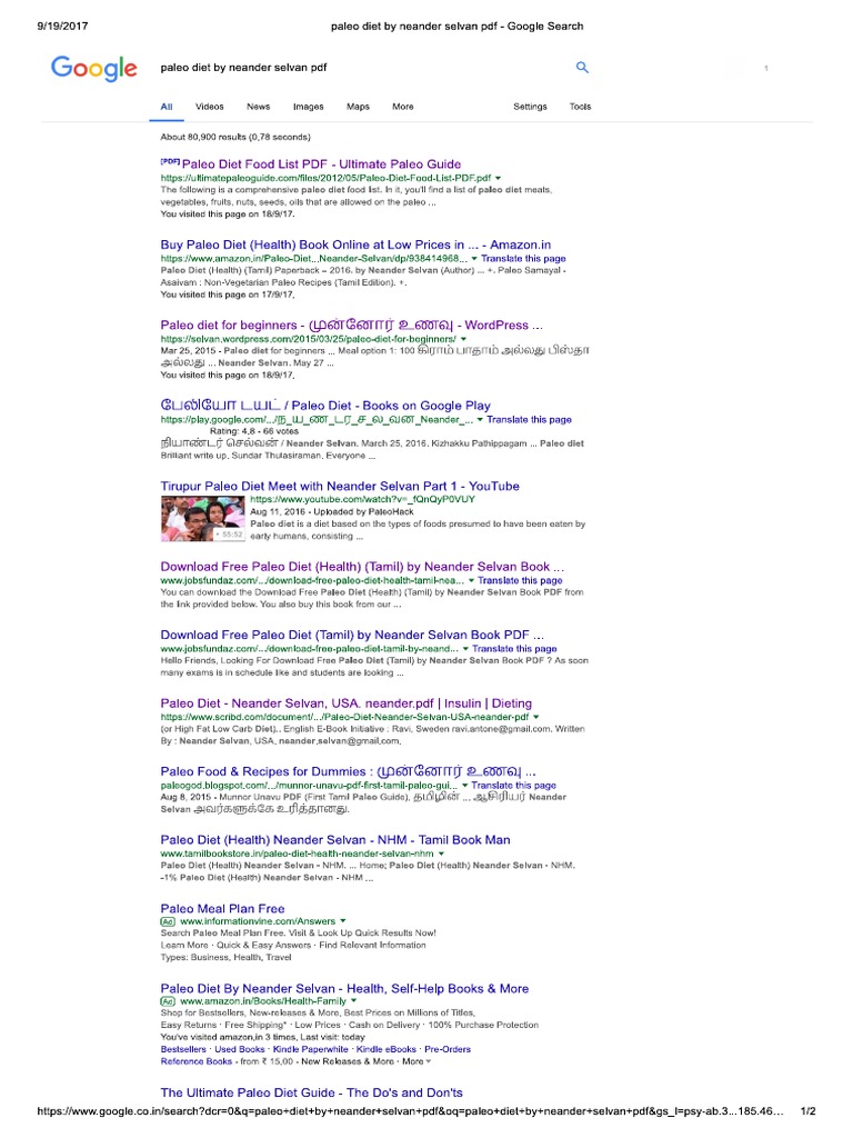 Paleo Diet by Neander Selvan PDF - Google Search | PDF