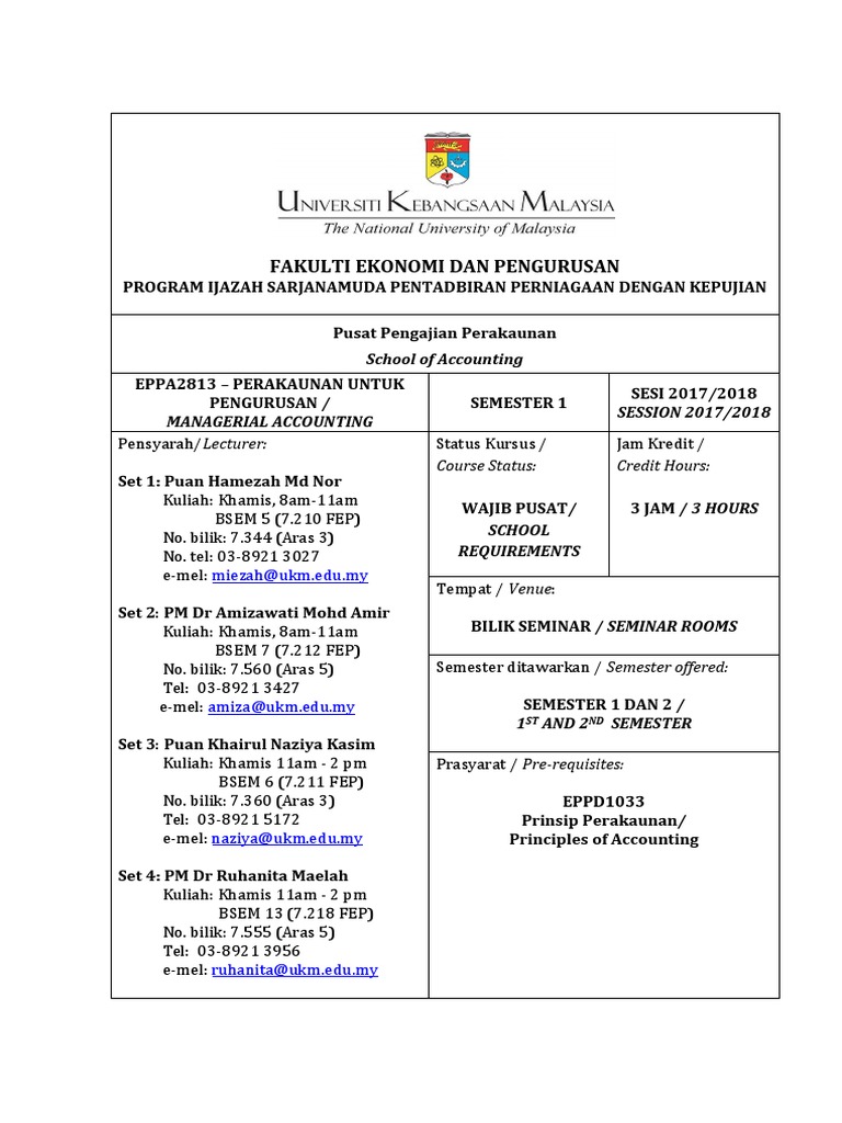 Proforma EPPA2813 S1 2017-2018 | PDF