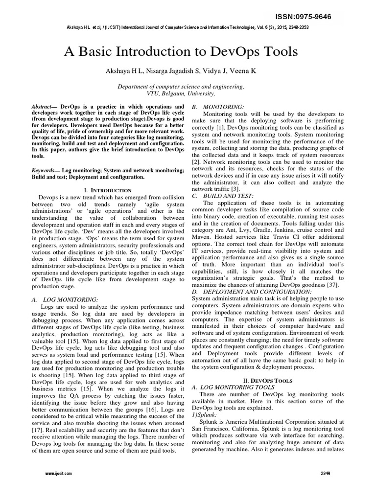 A Basic Introduction To DevOps Tools | PDF | Cloud Computing | Computer Engineering