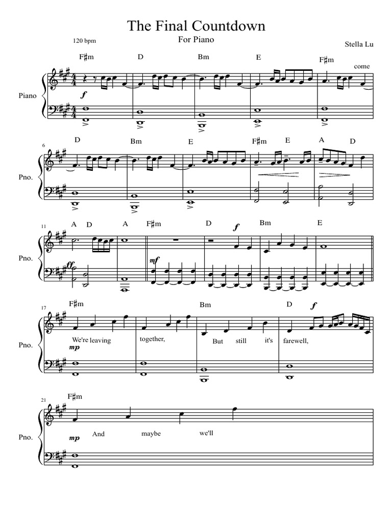 The Final Countdown - Piano | PDF