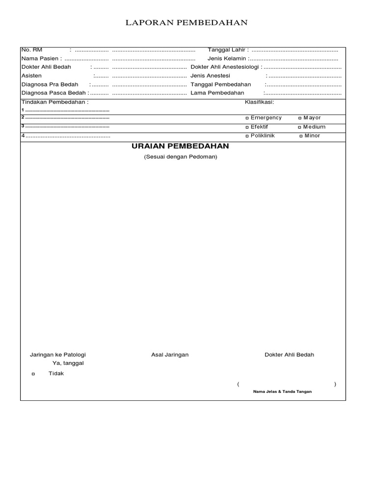 Laporan Pembedahan | PDF
