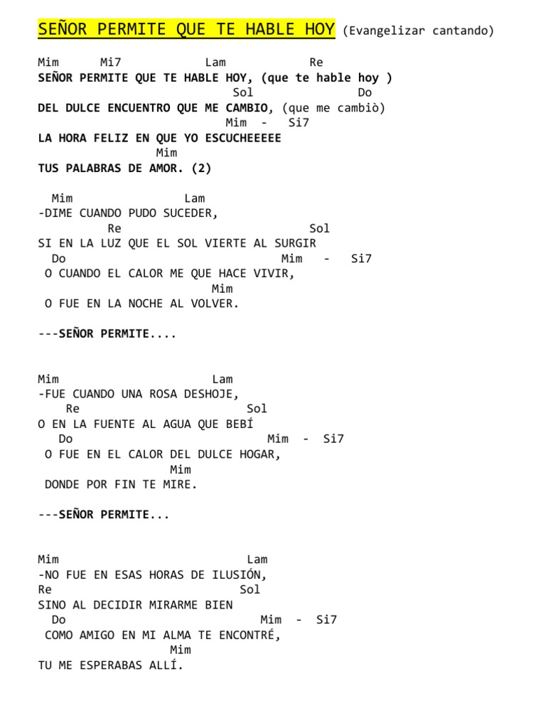 Señor Permite Que Te Hable Hoy-Acordes | PDF