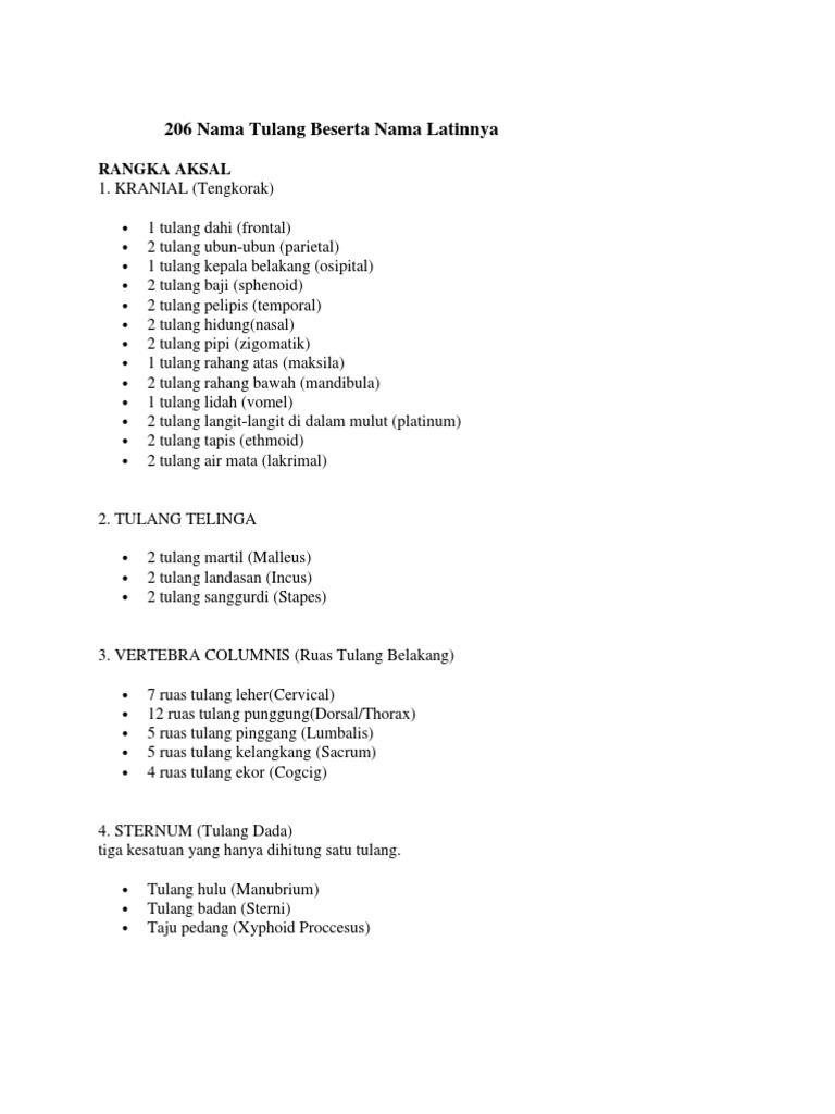 Bones and Their Latin Names | PDF