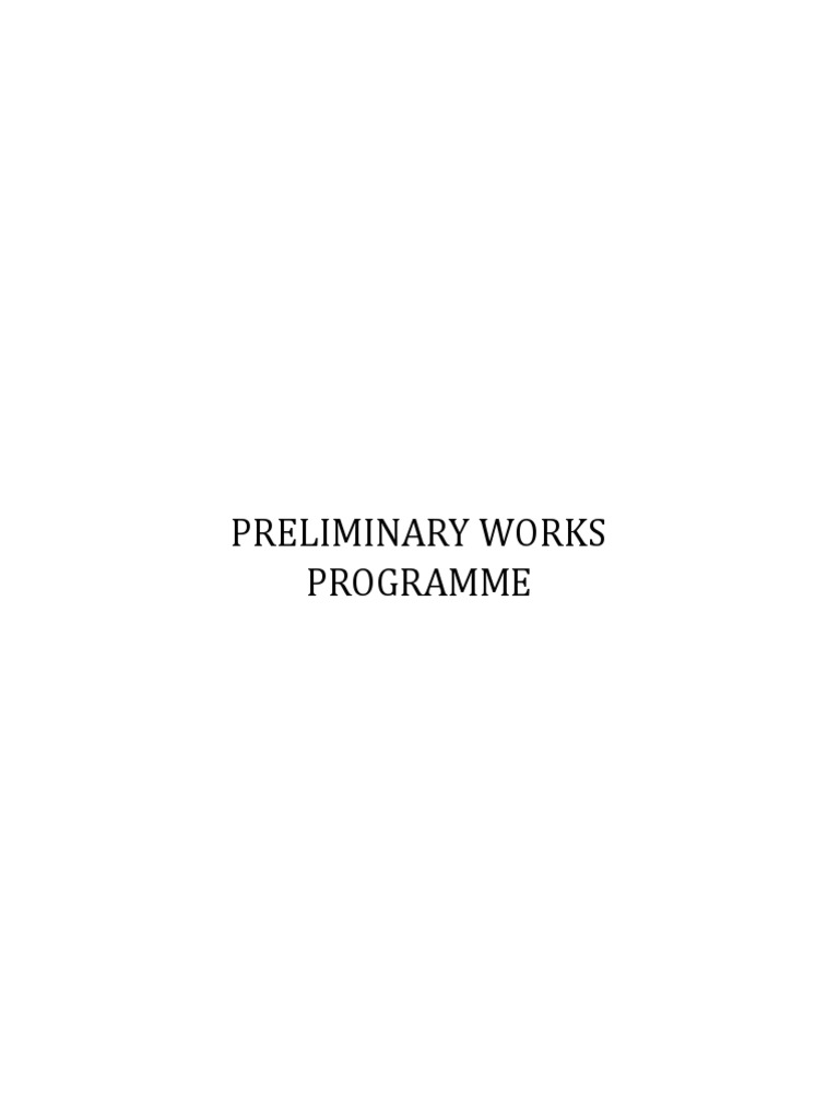 Preliminary Works Programme | PDF