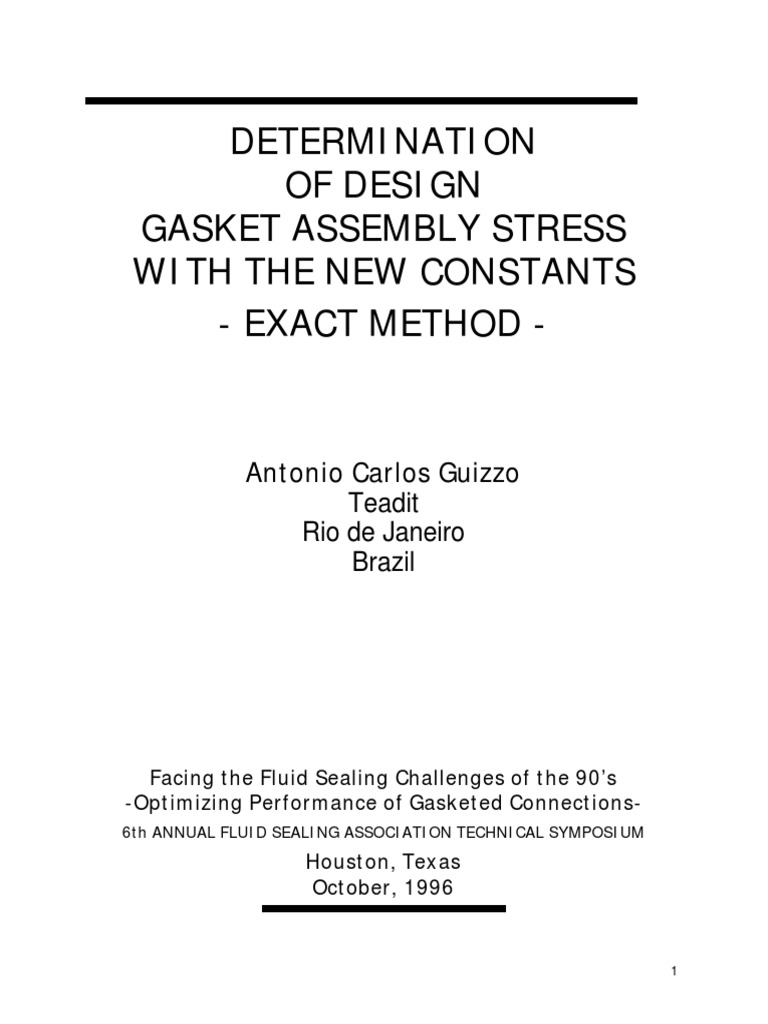 Gasket Assembly Stress Calculation Method | PDF | Mechanical ...
