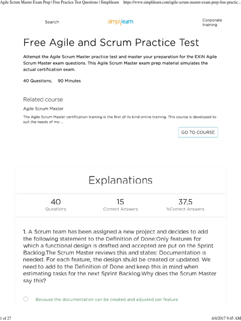 Agile Scrum Master Exam Prep - Free Practice Test Questions ...