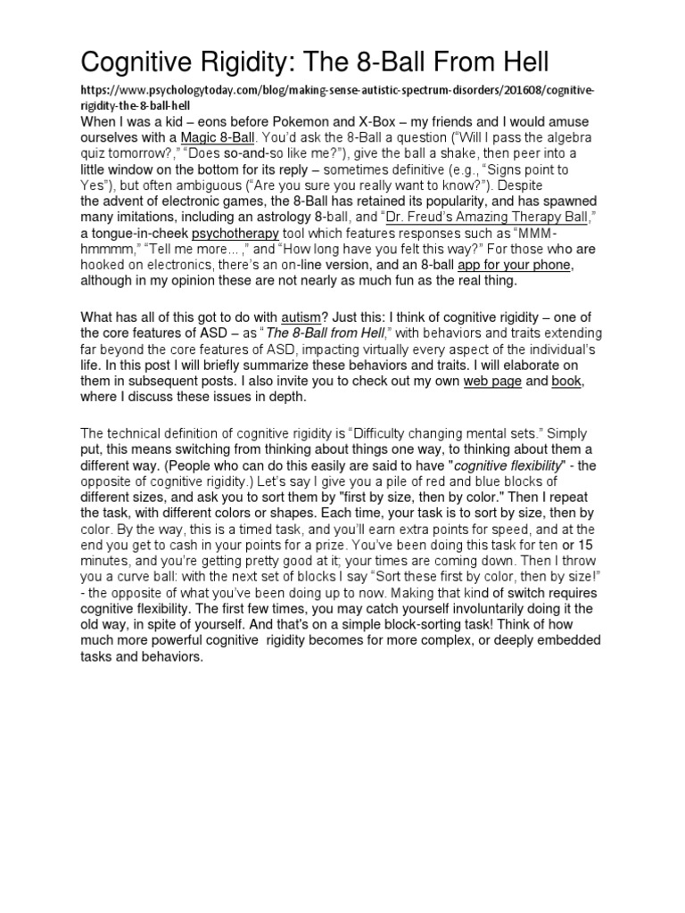 Cognitive Rigidity - The 8-Ball From Hell | PDF | Obsessive–Compulsive ...