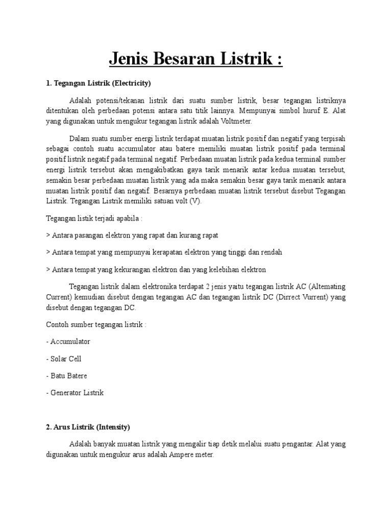 Macam-Macam Besaran Listrik | PDF