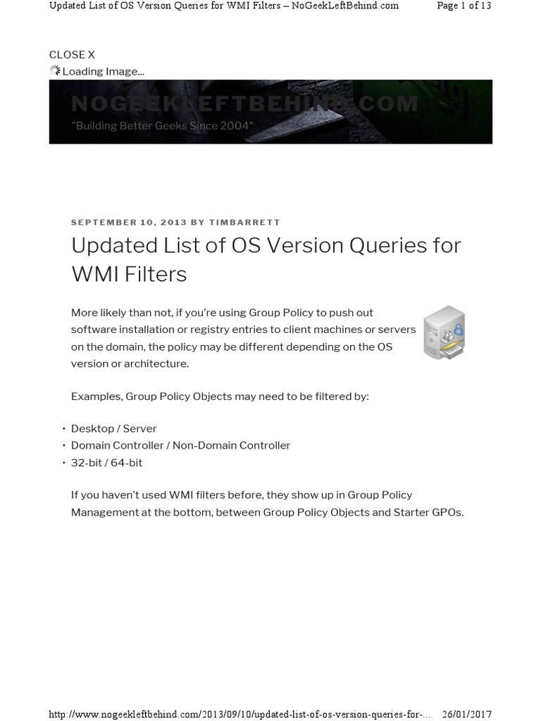 Comprehensive List of WMI Queries to Filter Group Policy Objects by ...