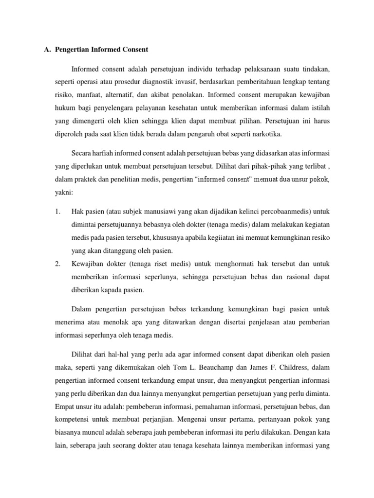 Pengertian Informed Consent | PDF | Hukum | Pengembangan Diri