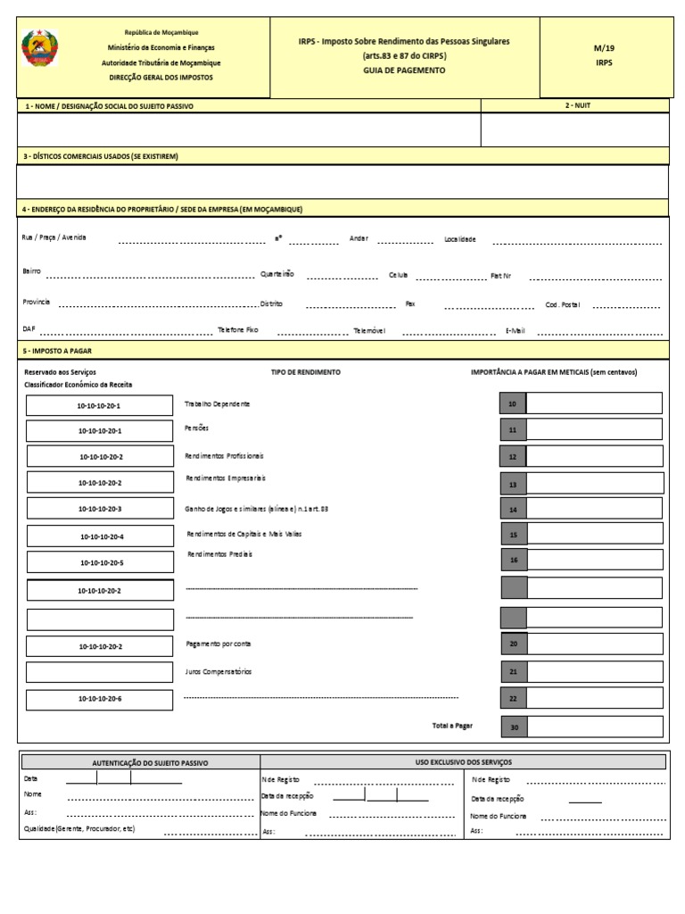Moçambique IRPS Payment Guide | PDF | Impostos | Economias