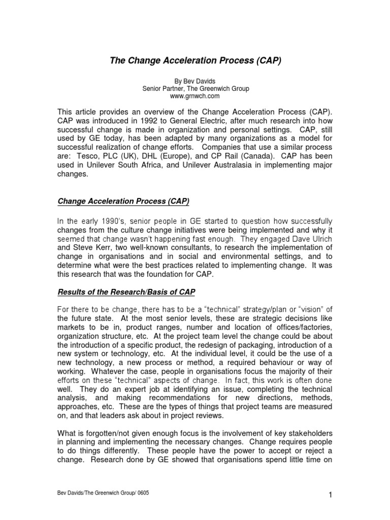 An Overview of the Change Acceleration Process (CAP) Model for ...