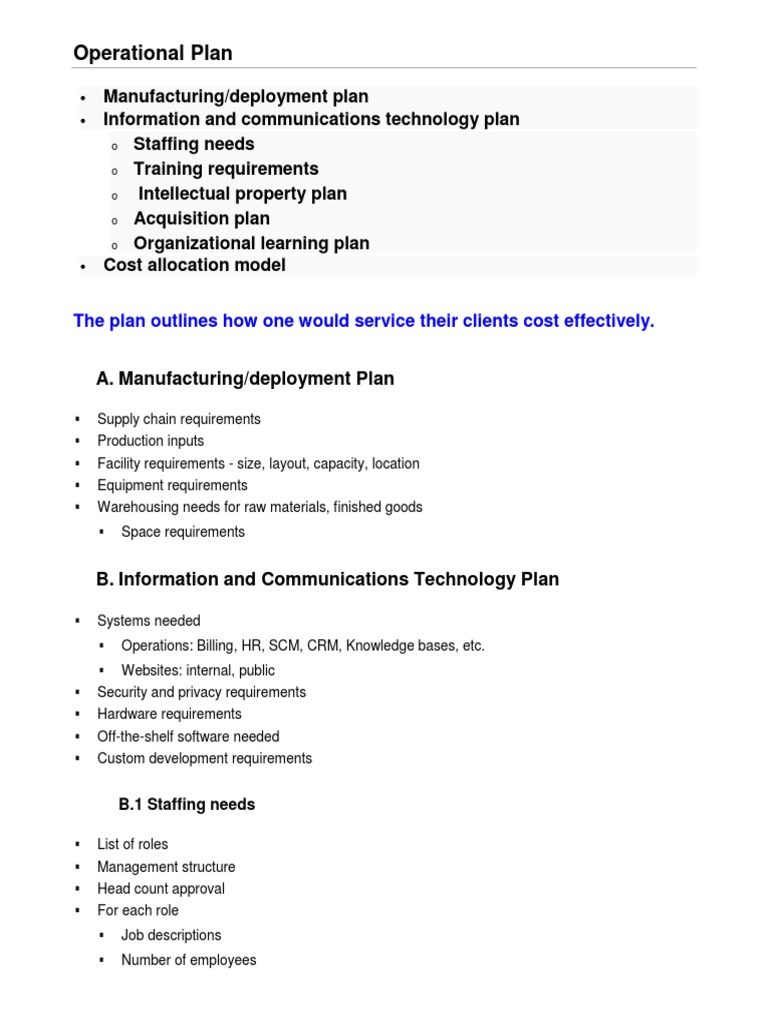Business Plan Operations | PDF | Employment | Inventory