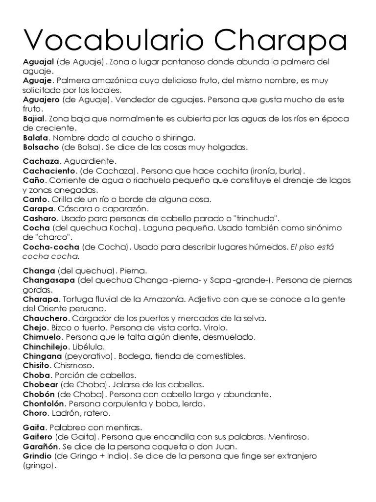 Vocabulario Charapa | PDF