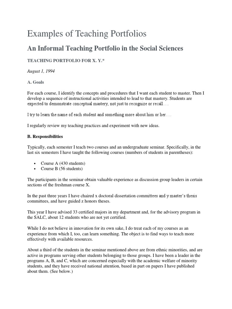 Teaching Portfolio Examples and Insights | PDF | Thesis | Academia