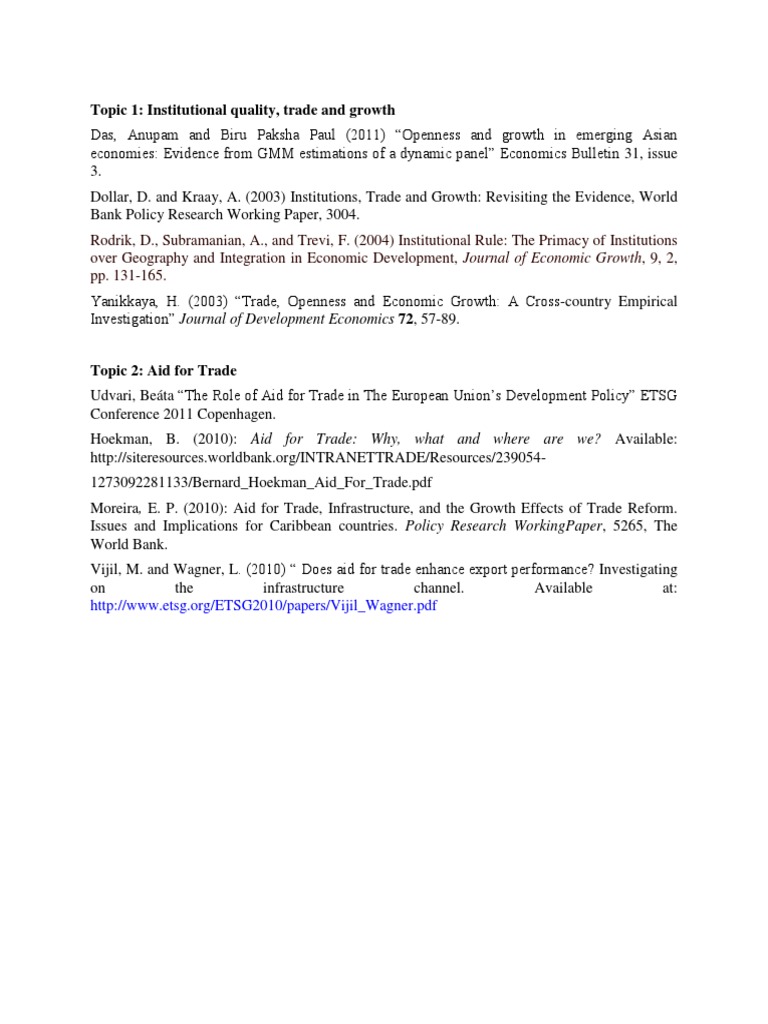 Topic in International Trade | PDF