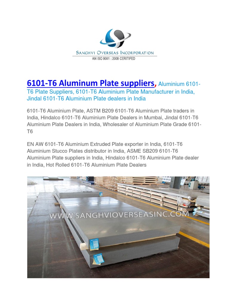6101-T6 Aluminum Plate Suppliers Guide | PDF | Heat Treating | Chemistry