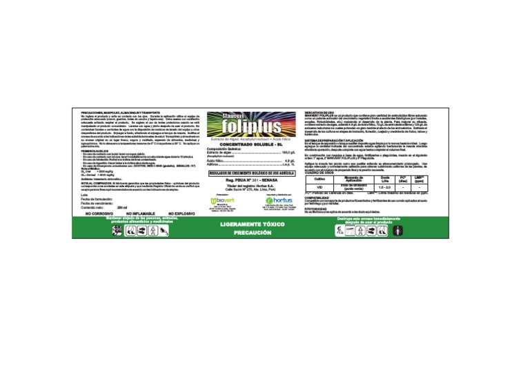 Manvert Foliplus 250ml - v20150828 | PDF | Pesticida | Agua