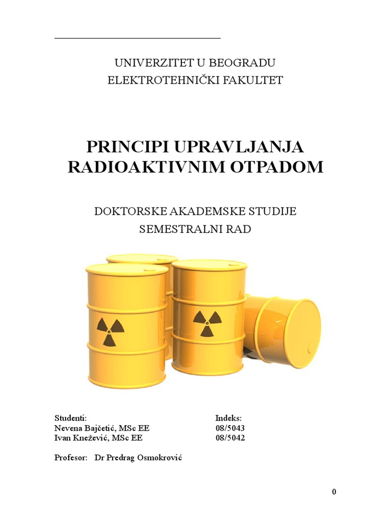 Principi Upravljanja Radioaktivnim Otpadom | PDF