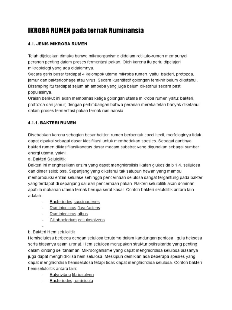 MIKROBA RUMEN Pada Ternak Ruminansia | PDF