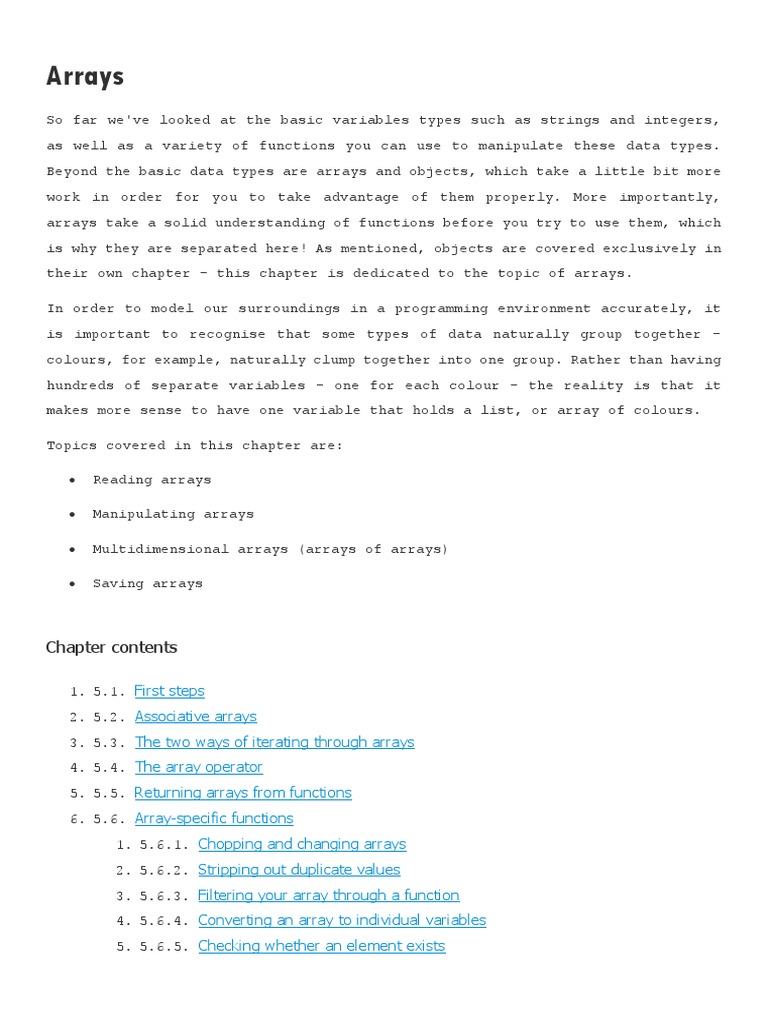 PHP Arrays | PDF | Array Data Structure | Array Data Type