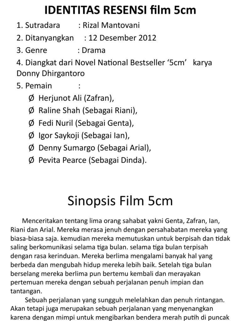 IDENTITAS RESENSI Film 5cm | PDF