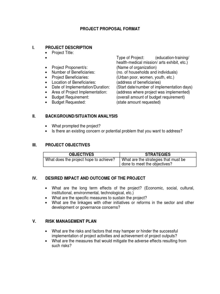 Project Proposal Format | PDF | Risk | Governance
