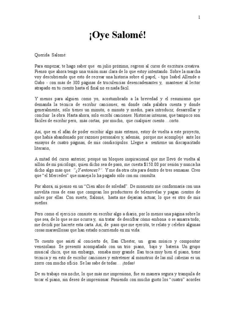 Oye Salomé (De Azael. Miami) | PDF | Temor | Piano