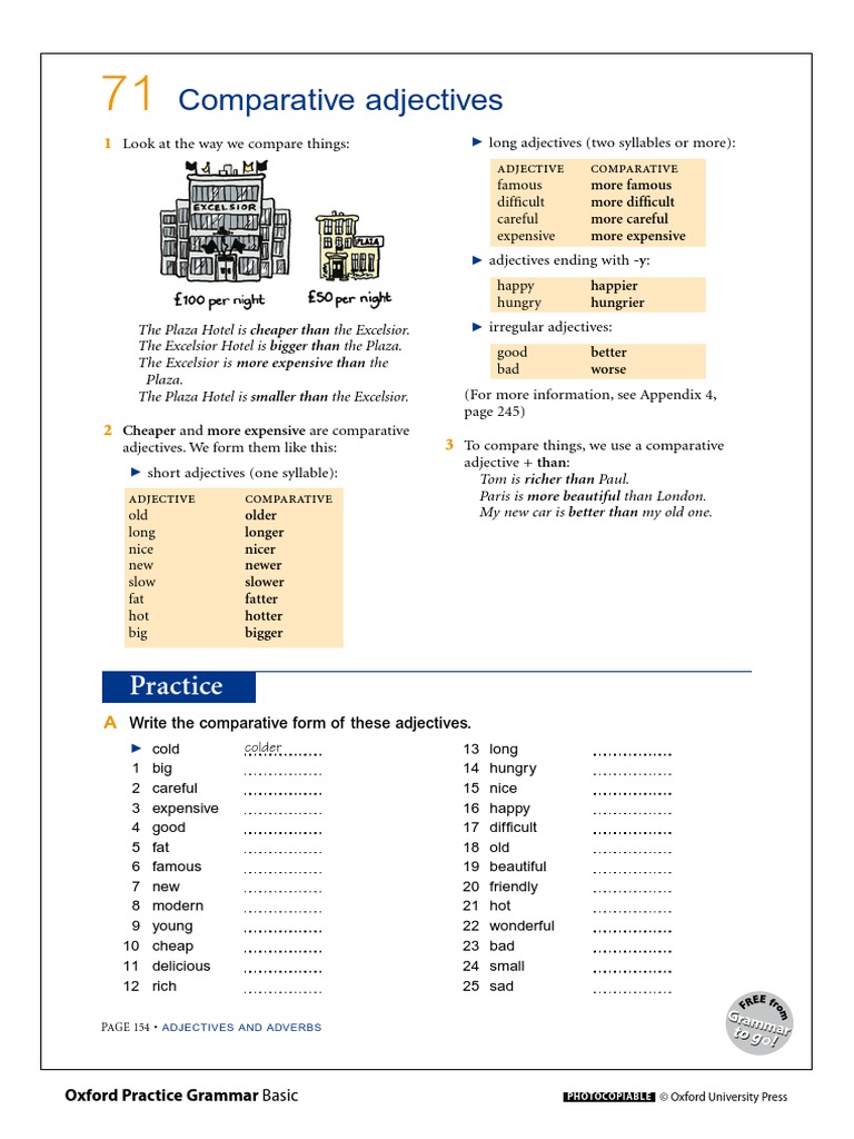 Comparison of Adjectives L7 PDF | PDF | Adjective | Morphology